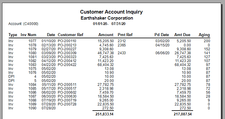 Customer Account Inquiry HANA Report For SAP B1 - Audaz